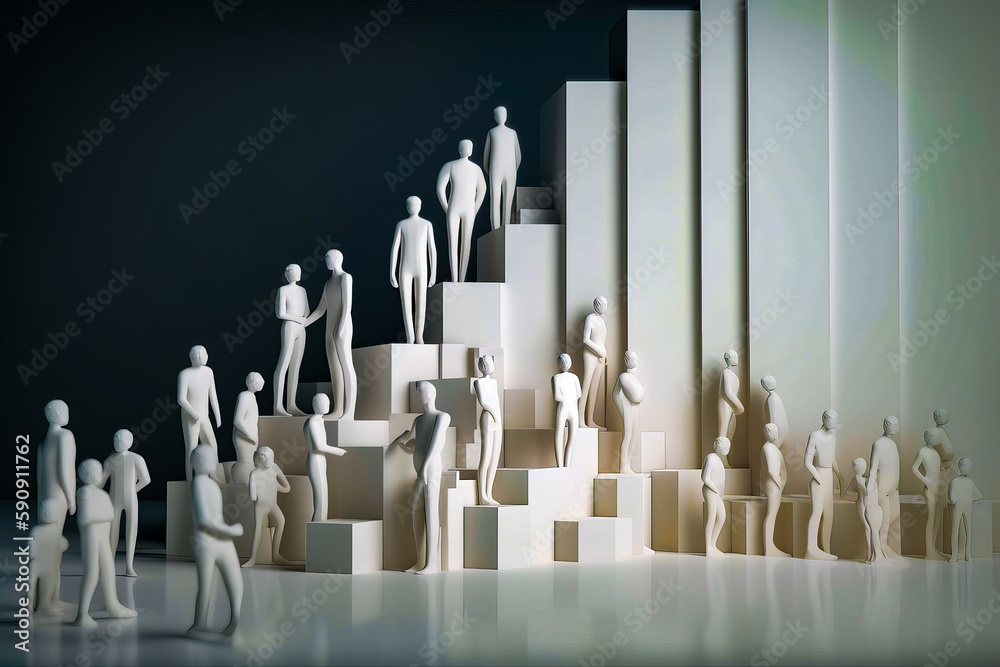 Group of white people standing on top of set of stairs with black ...