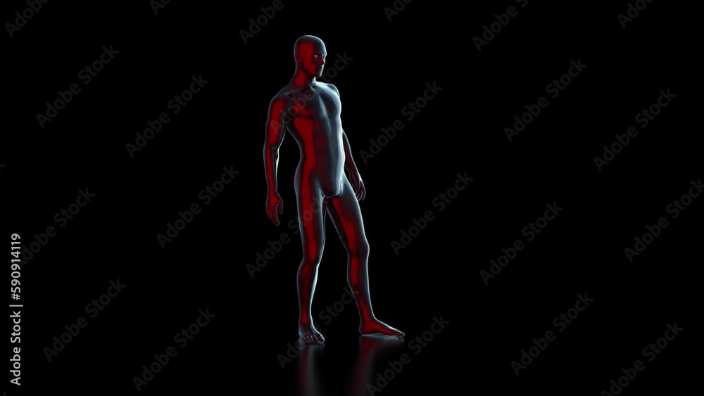 Basic human male figure standing and waiting - camera rotating around ...