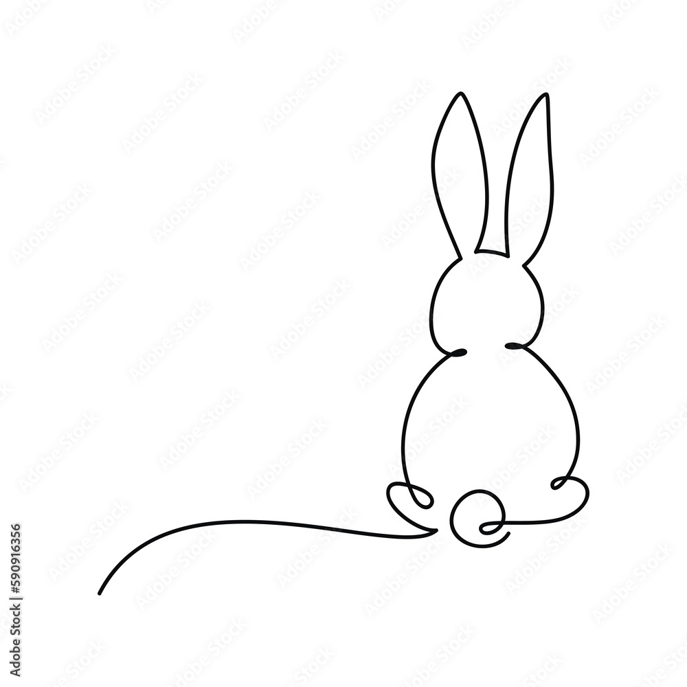 Rabbit vector. One line continuous drawing. Bunny icon. Hare linear ...