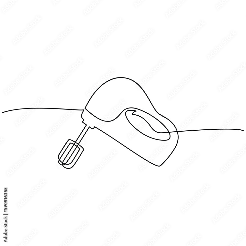 Mixer vector one line continuous drawing. Kitchen utensils. Minimal ...