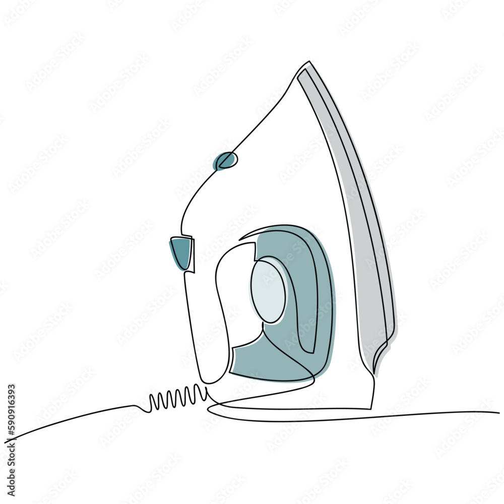 Vector iron icon line continuous drawing vector. Linear illustration ...