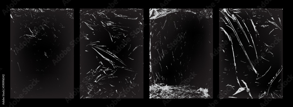 Vetor de Set of polyethylene texture. Torn effect. Transparent ...