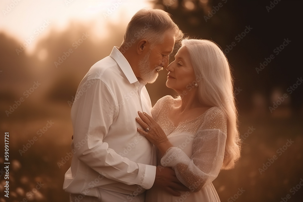 Getting older together in love, with forever young souls. AI generative ...