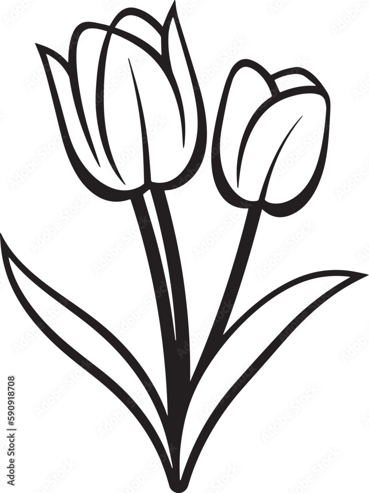 Tulip flowers silhouette vector illustration , SVG Stock Vector | Adobe ...