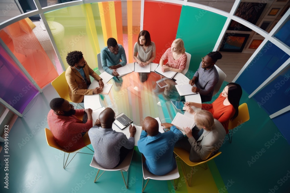 Happy business team at corporate training, team building activity ...