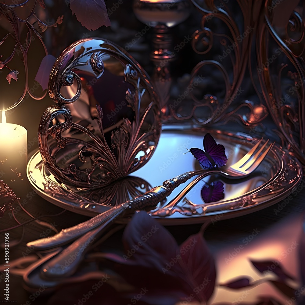 Valentines Day Romantic Dinner filigree fantasy concept art hyper ...