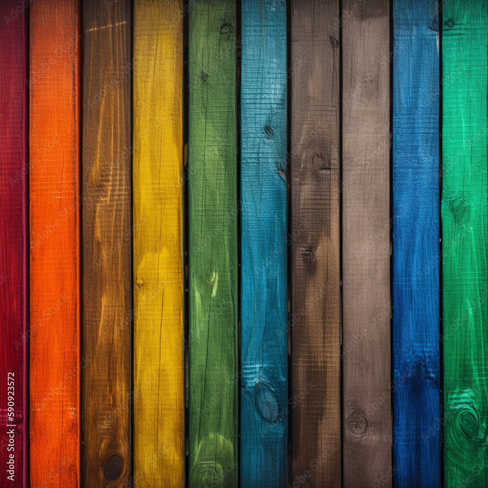 Rainbow wooden planks background. Colorful wooden texture. Rainbow wood ...