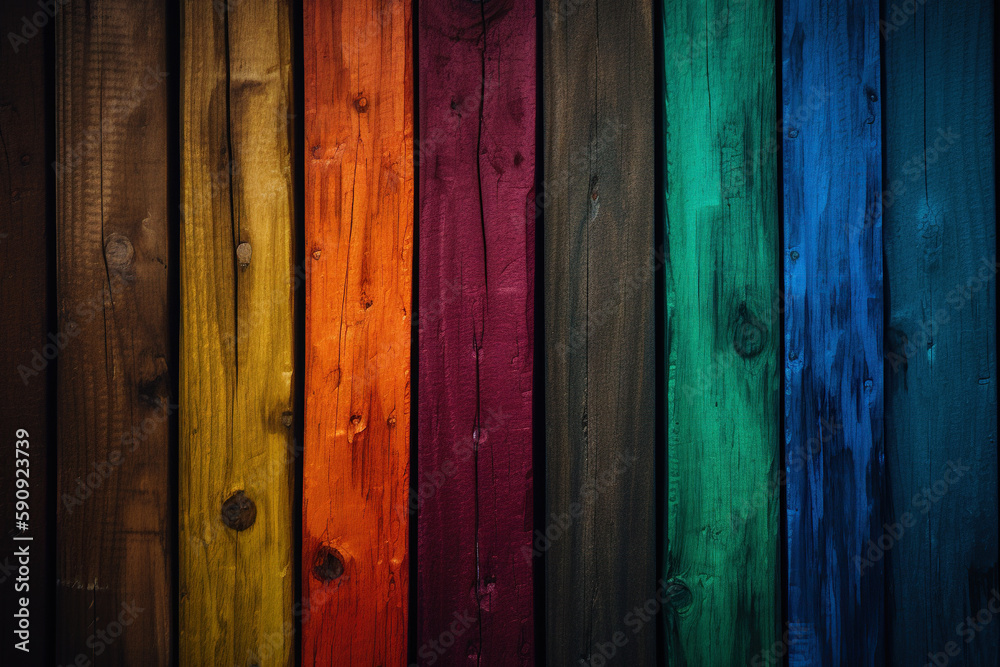 Rainbow wooden planks background. Colorful wooden texture. Rainbow wood ...