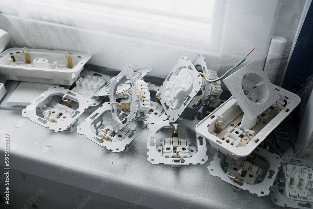 plastic box for installation of industrial socket switch. built into a ...