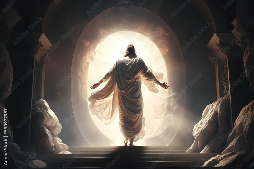 ภาพประกอบสต็อก Resurrection Of Jesus Christ Concept - Empty Tomb ...
