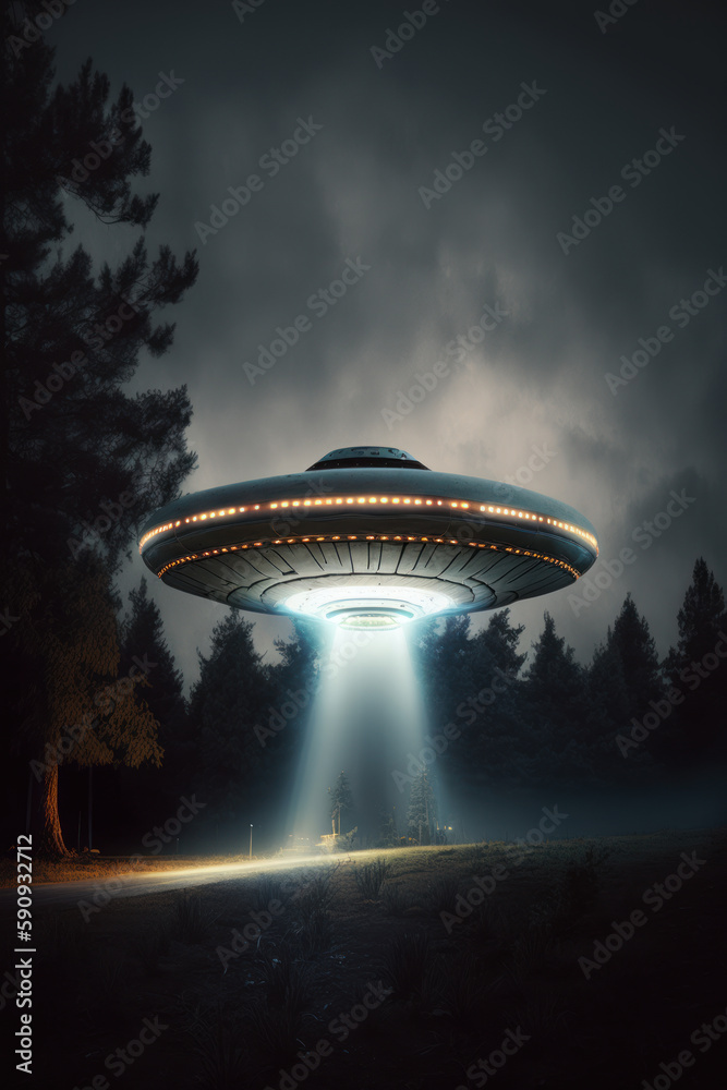 Nave espacial alienígena en la tierra, ovni abducción alíen, platillo ...