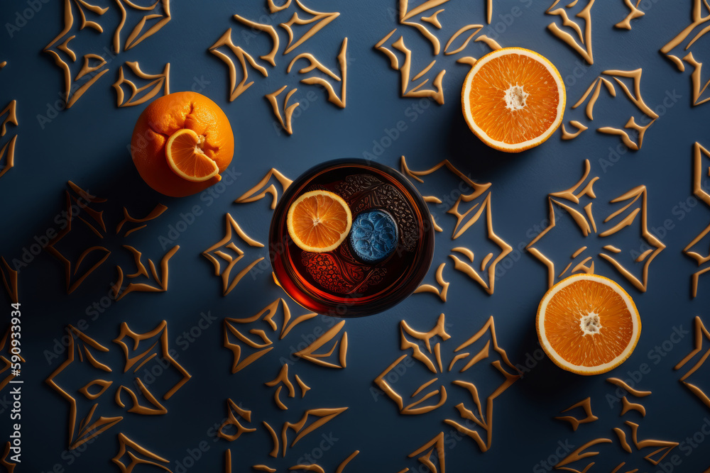 Copa bebida de alcohol bartender, ron con naranja club de lujo, plano ...