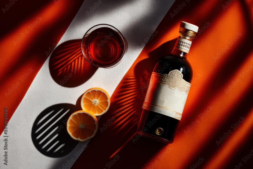 Mockup botella marca de lujo alcohol, etiqueta en blanco bebida, whisky ...