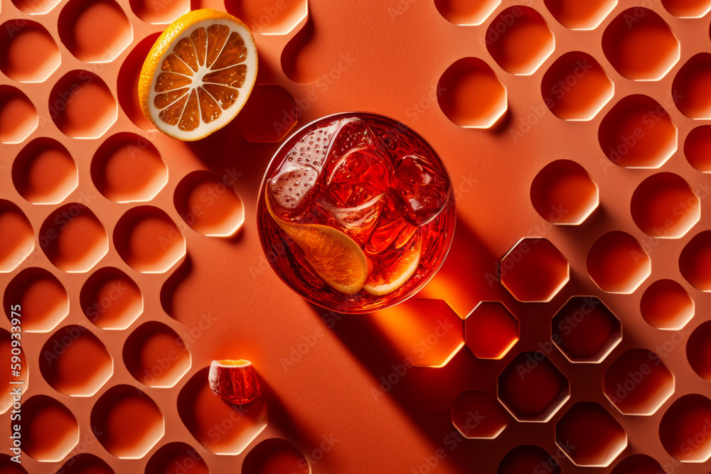 Copa bebida de alcohol bartender, ron con naranja club de lujo, plano ...