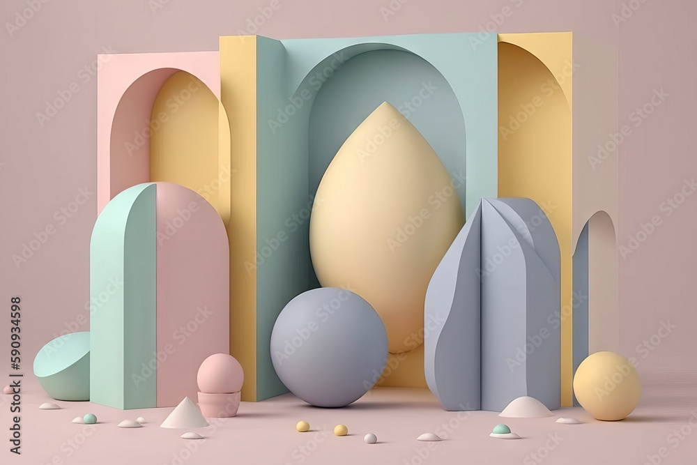 Fondo abstracto aesthetic de formas geométricas 3d, espacio para ...