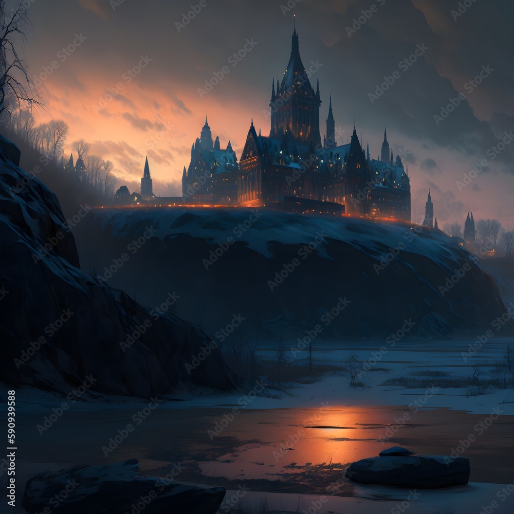 Gothic Parliament Hill Ottawa glowing cinematic lighting cinematic ...