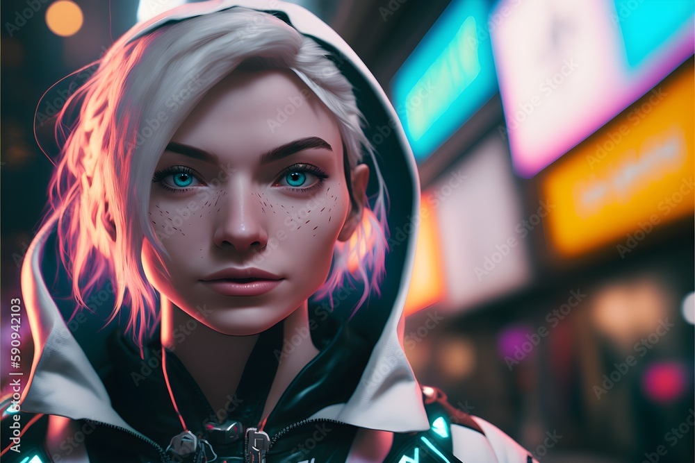 spider gwen in cyberpunk world in the newyork city cinematography ...