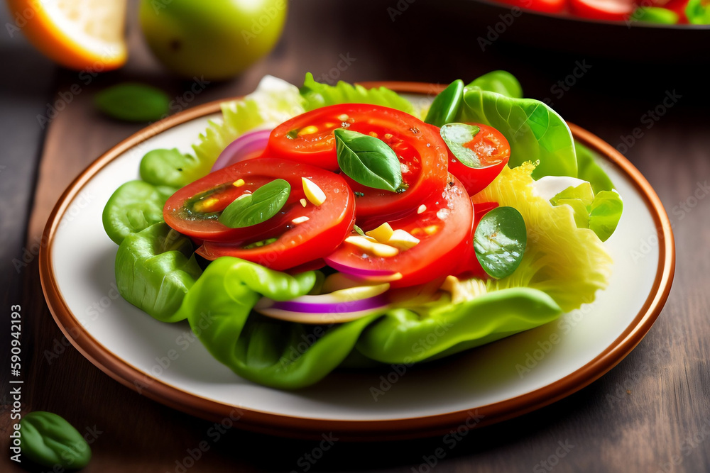 ensalada con tomates, ensalada verde saludable. Comida saludable ...