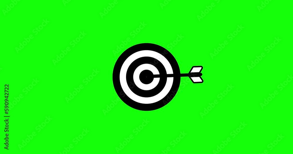 Hit a target or goal with an arrow simple loop animation on green ...