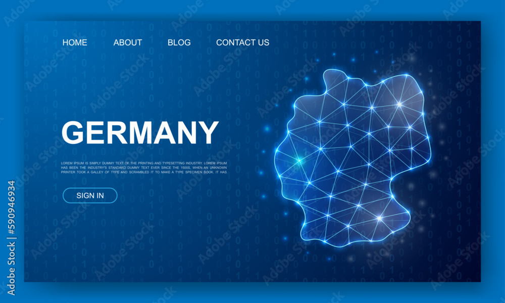 Germany 3d polygonal website template. Germany map design illustration ...