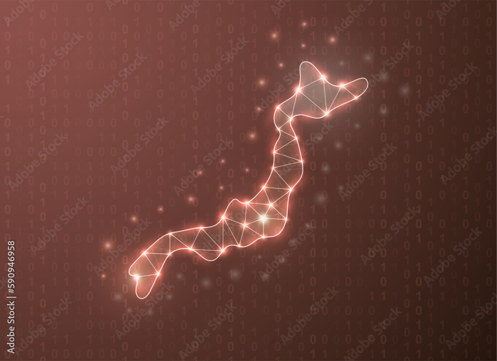 Japan polygonal symbol with binary code background. Japan map concept ...