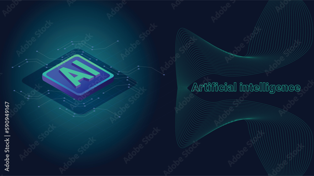 abstract blue background of Artificial intelligence with lines and AI ...