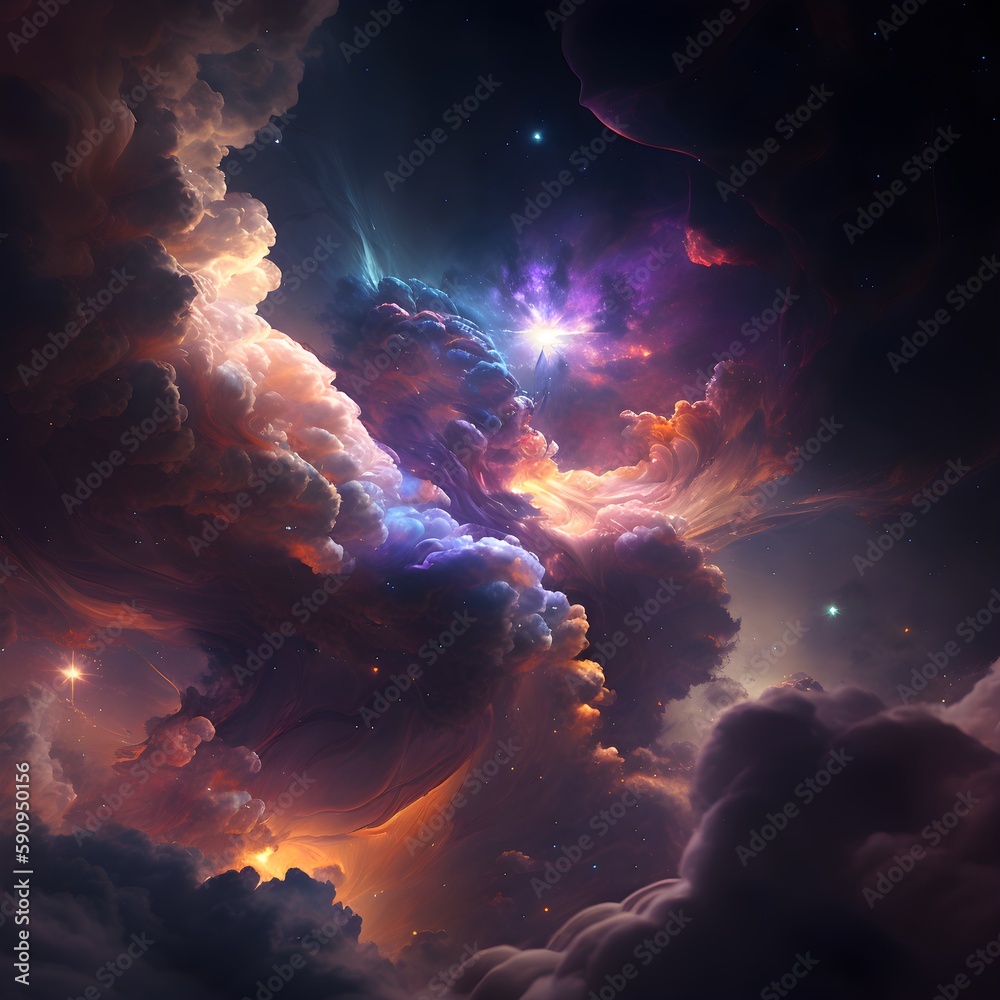deep space with space clouds beautiful dark colors dramatic cosmic ...