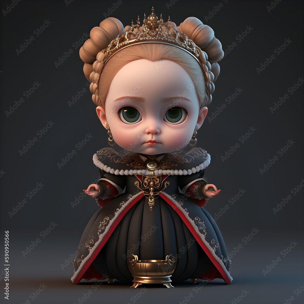 queen victoria marvel style chibi whole body cute confident looking ...