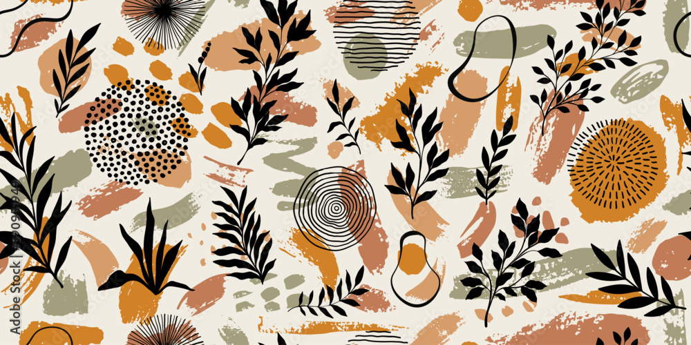 Creative minimalist hand draw Abstract art seamless pattern. Modern ...