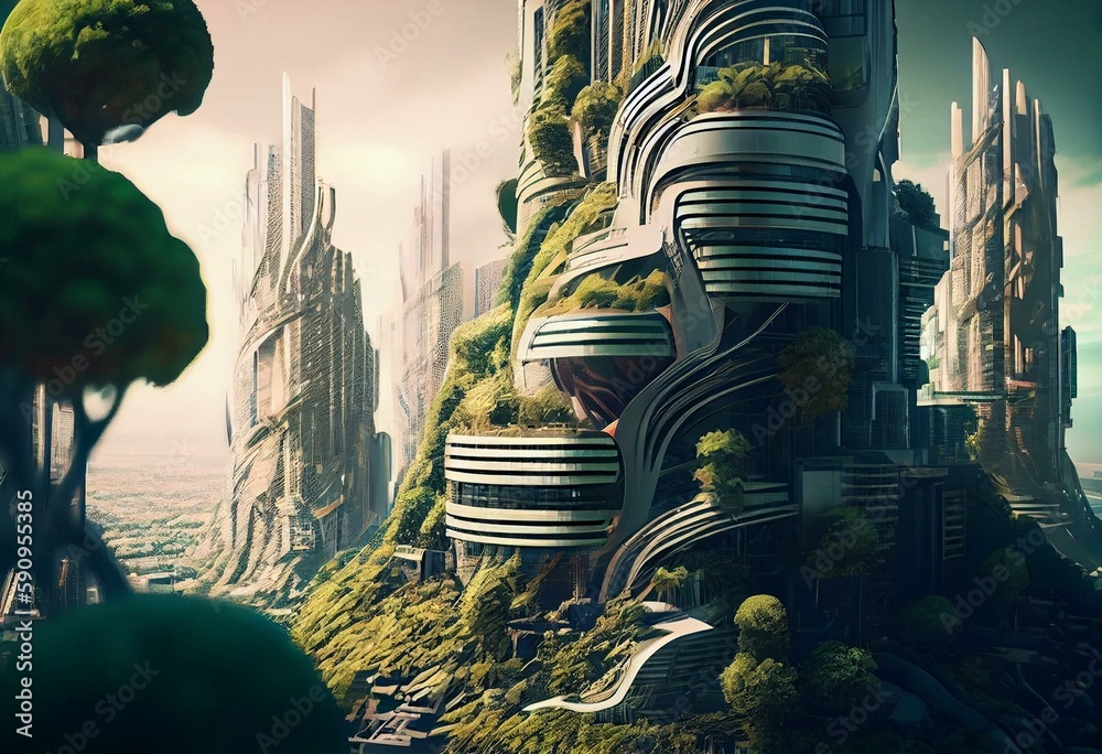 Futuristic sci-fi city in a technological world of the future. Ai ...