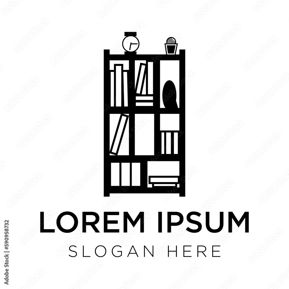 bookshelf logo vector illustration isolated on white background Stock ...