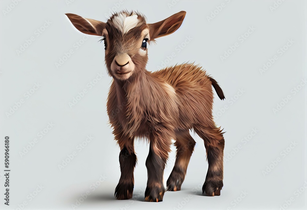 Goat baby character on transparent background. 3d rendering ...