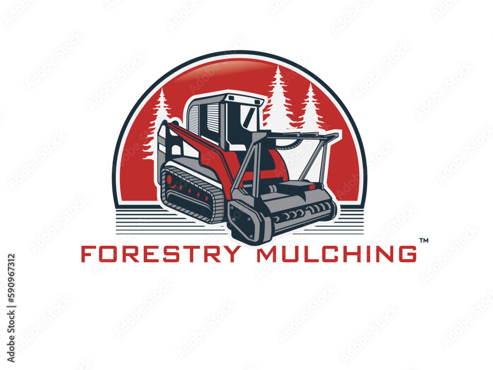 forestry mulching machine isolated logo with emblem style Stock Vector ...