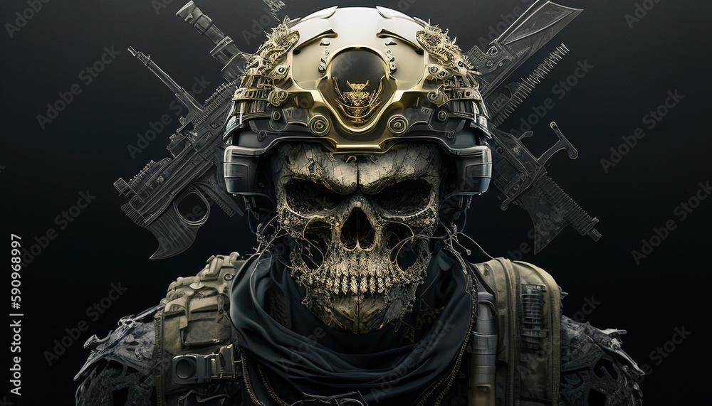 modern military skull soldier, digital art illustration, Generative AI ...