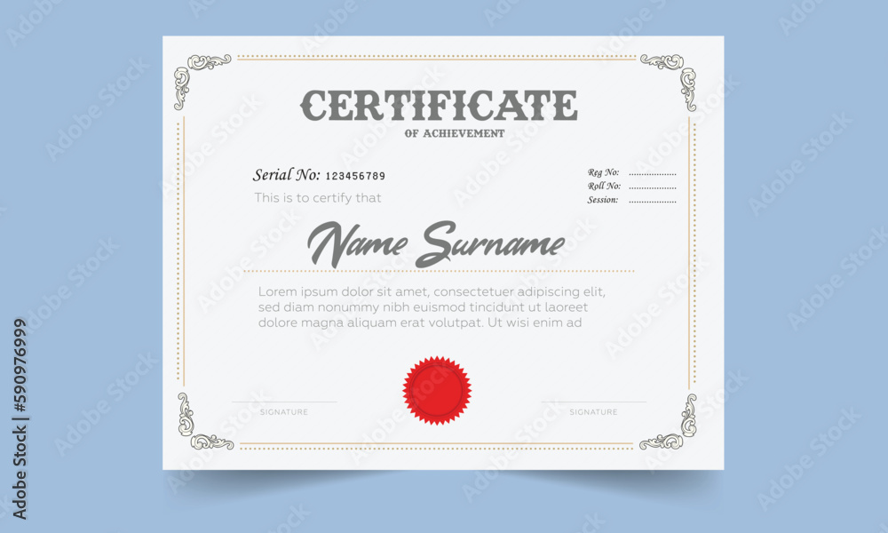 certificate template design with Vector Stock Vector | Adobe Stock