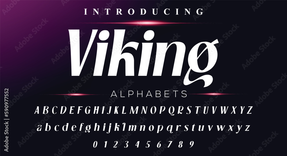 VIKING Luxury letter fonts and alphabet set. Modern tech typeface ...
