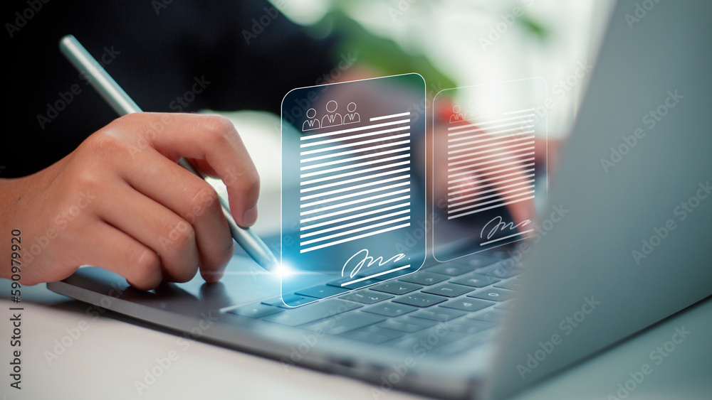 Signing business contract concept. Online business contract Electronic ...