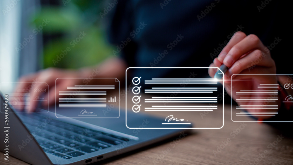 Signing business contract concept. Online business contract Electronic ...