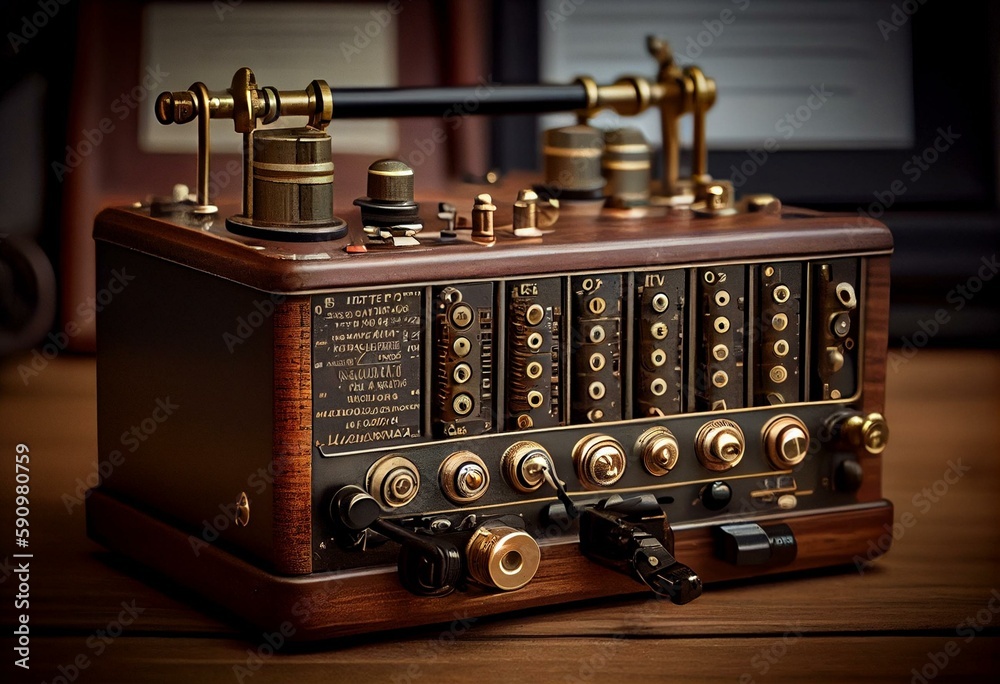Vintage technology:Morse telegraph transmitter and Morse code ...