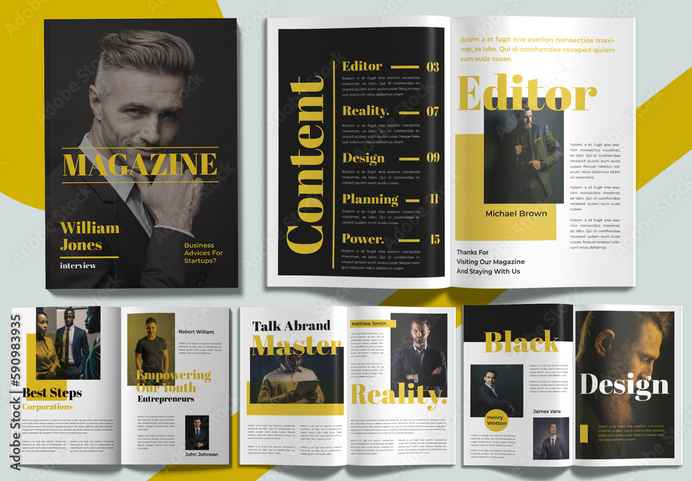 Men Fashion Magazine Design Template Stock Template | Adobe Stock