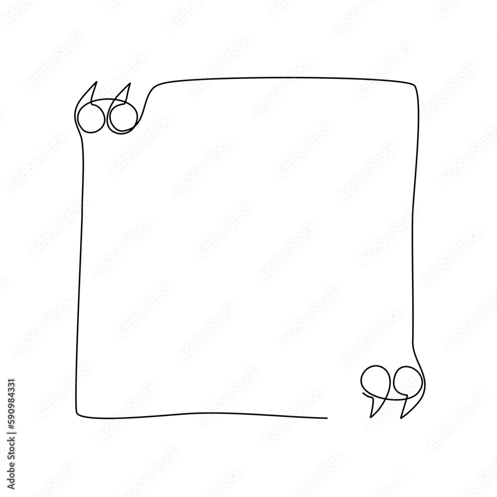 Continuous line drawing of Quote template on white background. Stock ...