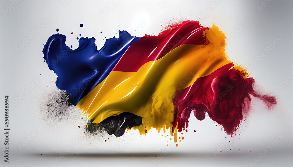 ภาพประกอบสต็อก Liquid Paint Colors of Moldova Country Flag Dripping and ...