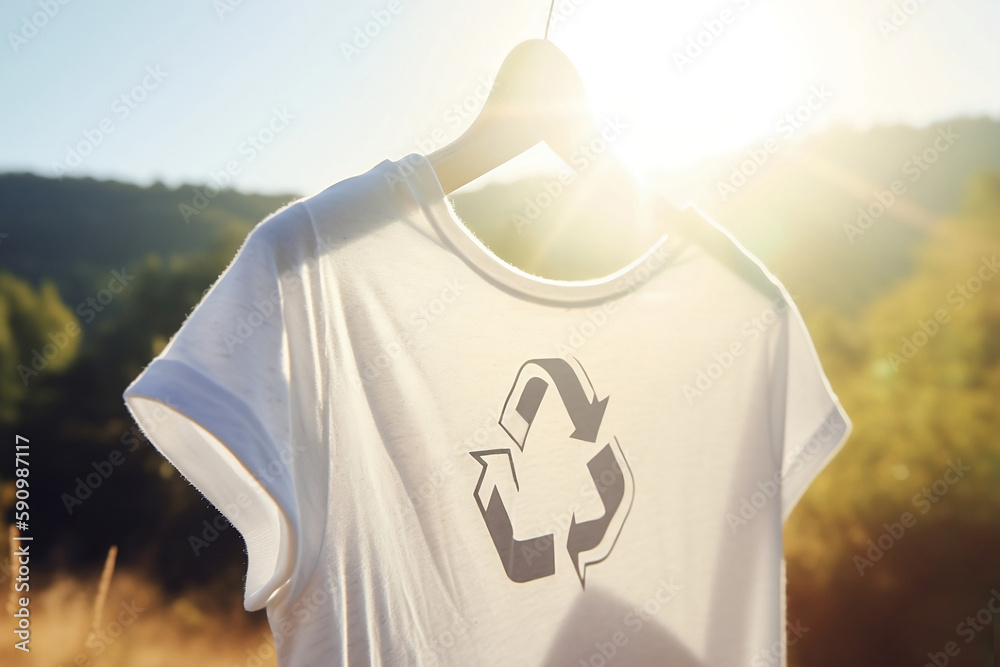White shirt with recycling arrow symbol. Generative AI illustration ...