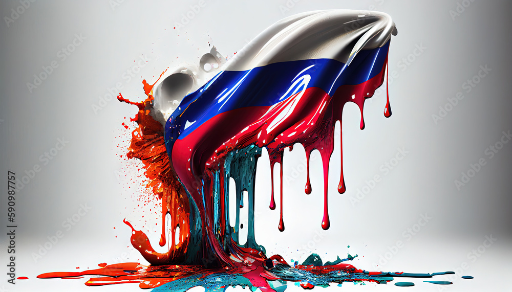 Russia Country Flag Colors of Liquid Oil Paint Splashing and Exploding ...