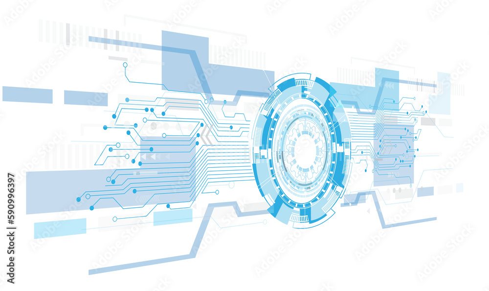 Abstract blue computer technology background with circuit board and ...