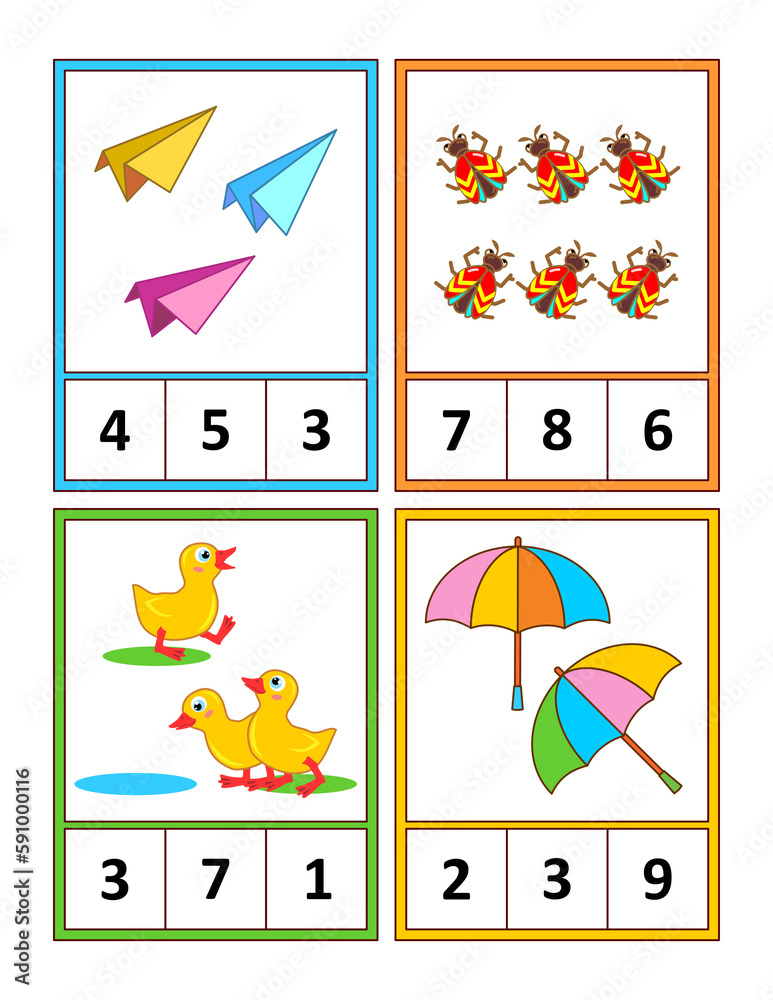 Cards Or Worksheet To Learn And Practice Counting 1 To 10 Count Objects Circle The Correct