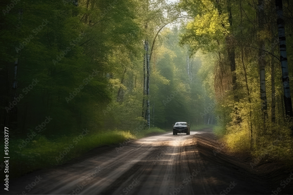Aerial view green forest and asphalt road, Top view forest road going ...