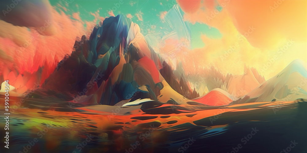 An abstract landscape, a surreal otherworldly sensation, The emergence ...
