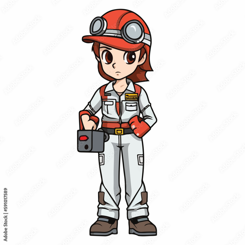 Mascot of cute girl mechanic engine repair woman wearing uniform ...
