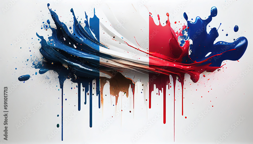 France Country Flag Colors of Liquid Oil Paint Splashing and Exploding ...